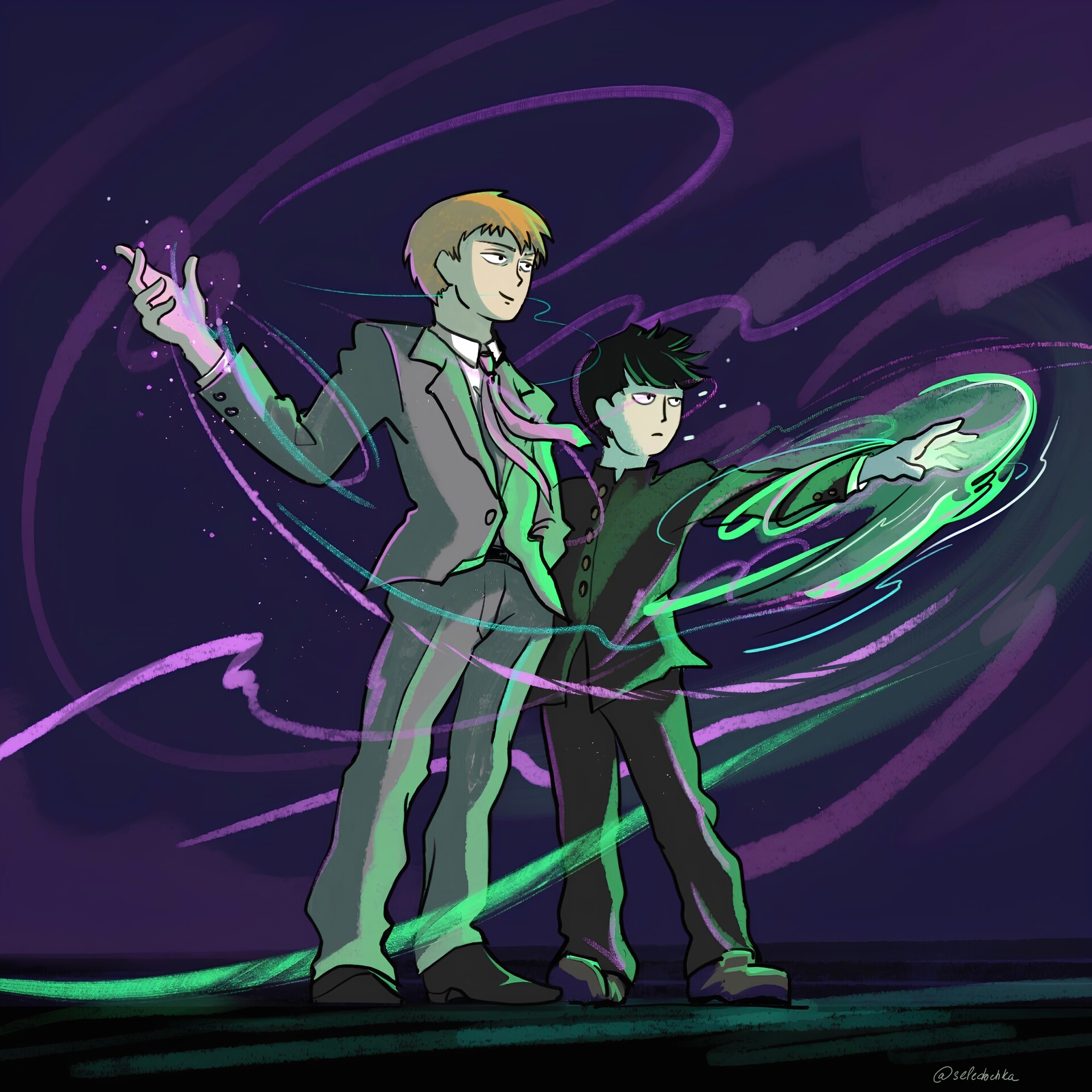 ArtStation - Mob and Reigen. Mob psycho 100