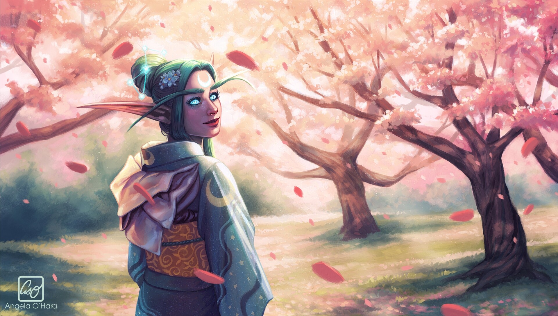 ArtStation - Fellmina among Cherry Blossoms