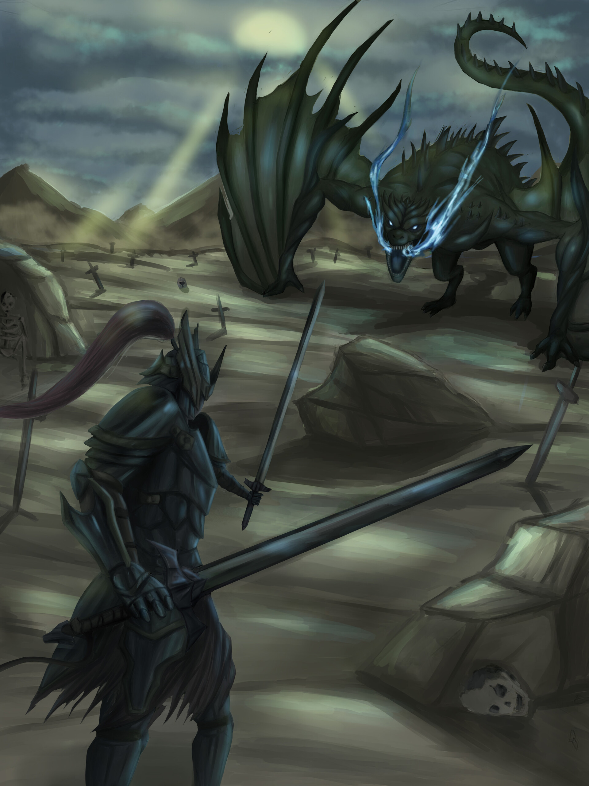 ArtStation - Knight vs dragon