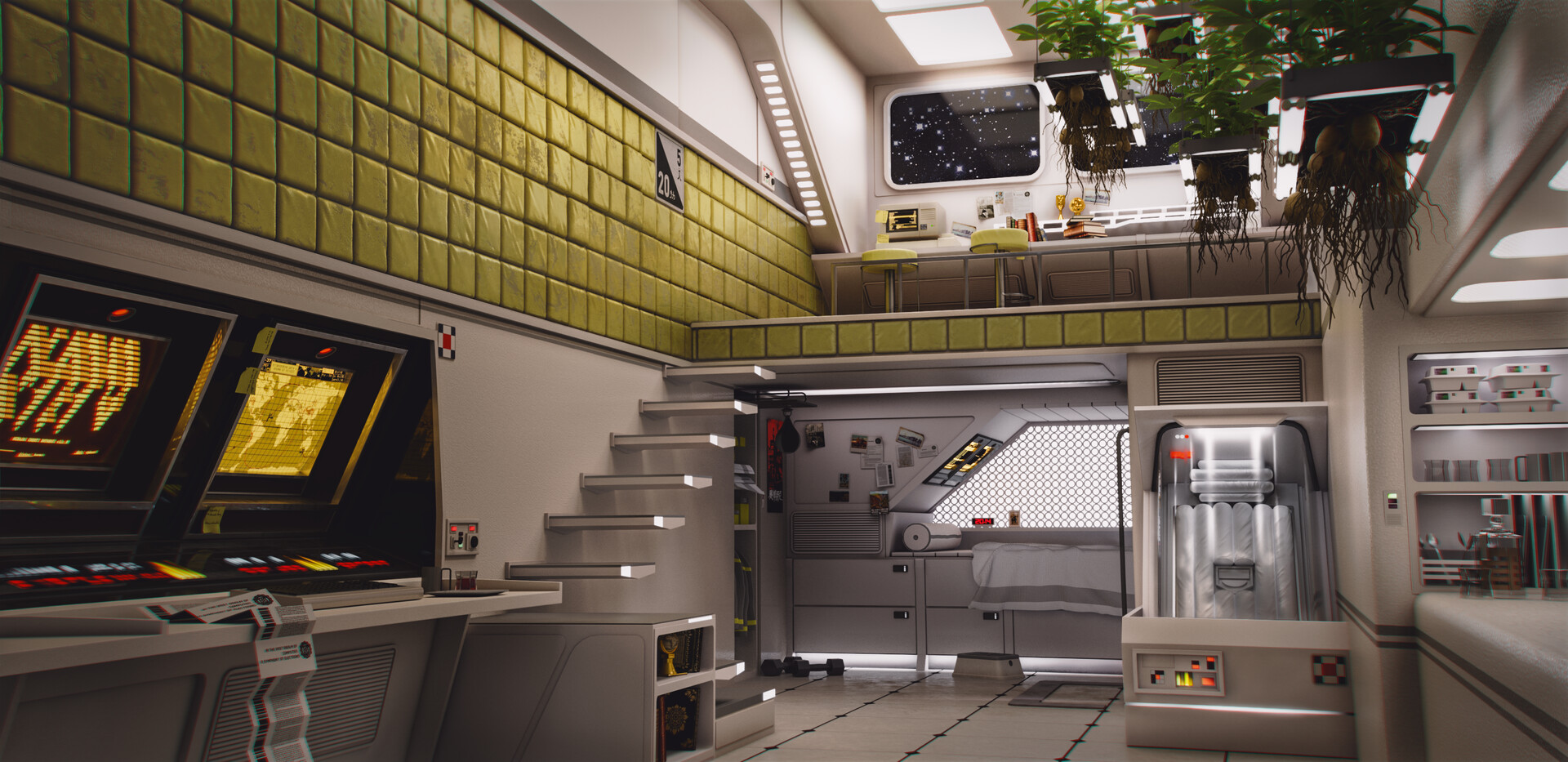 ArtStation - Retro Sci-Fi Space Room