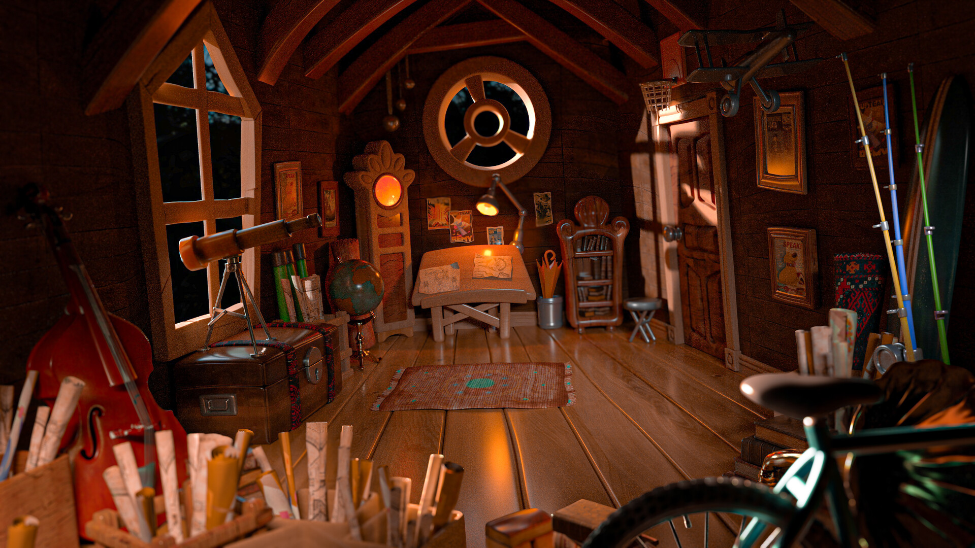 ArtStation - 3D Environment Lighting - The Attic (Class Exercice)