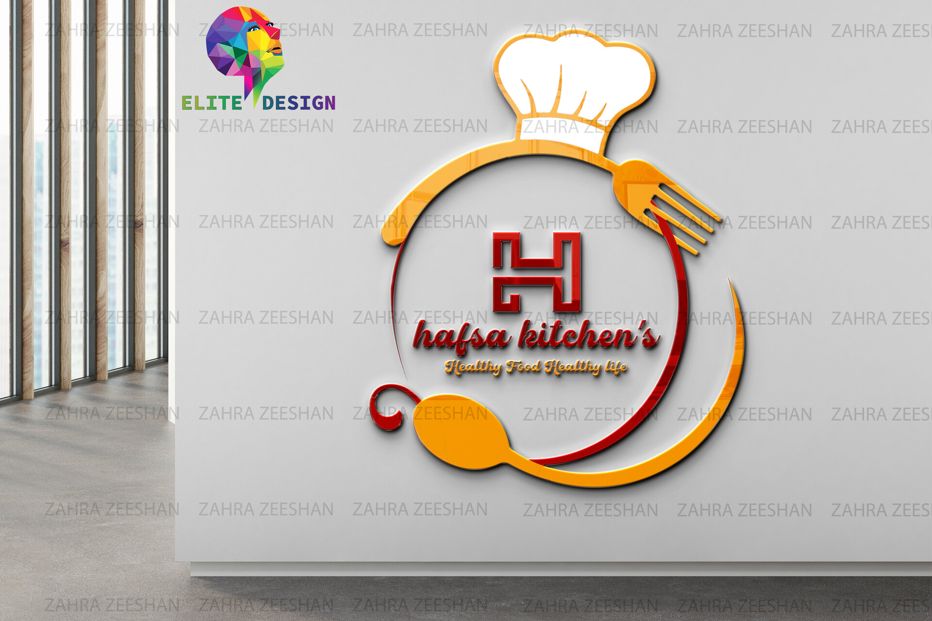 Restaurant Symbol 3d Restaurant Logo Mockup Facade Template