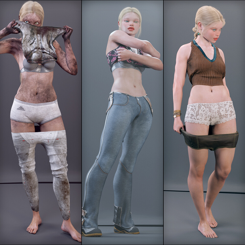 ArtStation - Undress and Get Dressed Poses with Clothes and Morphs Vol. 2 Mix and Matches