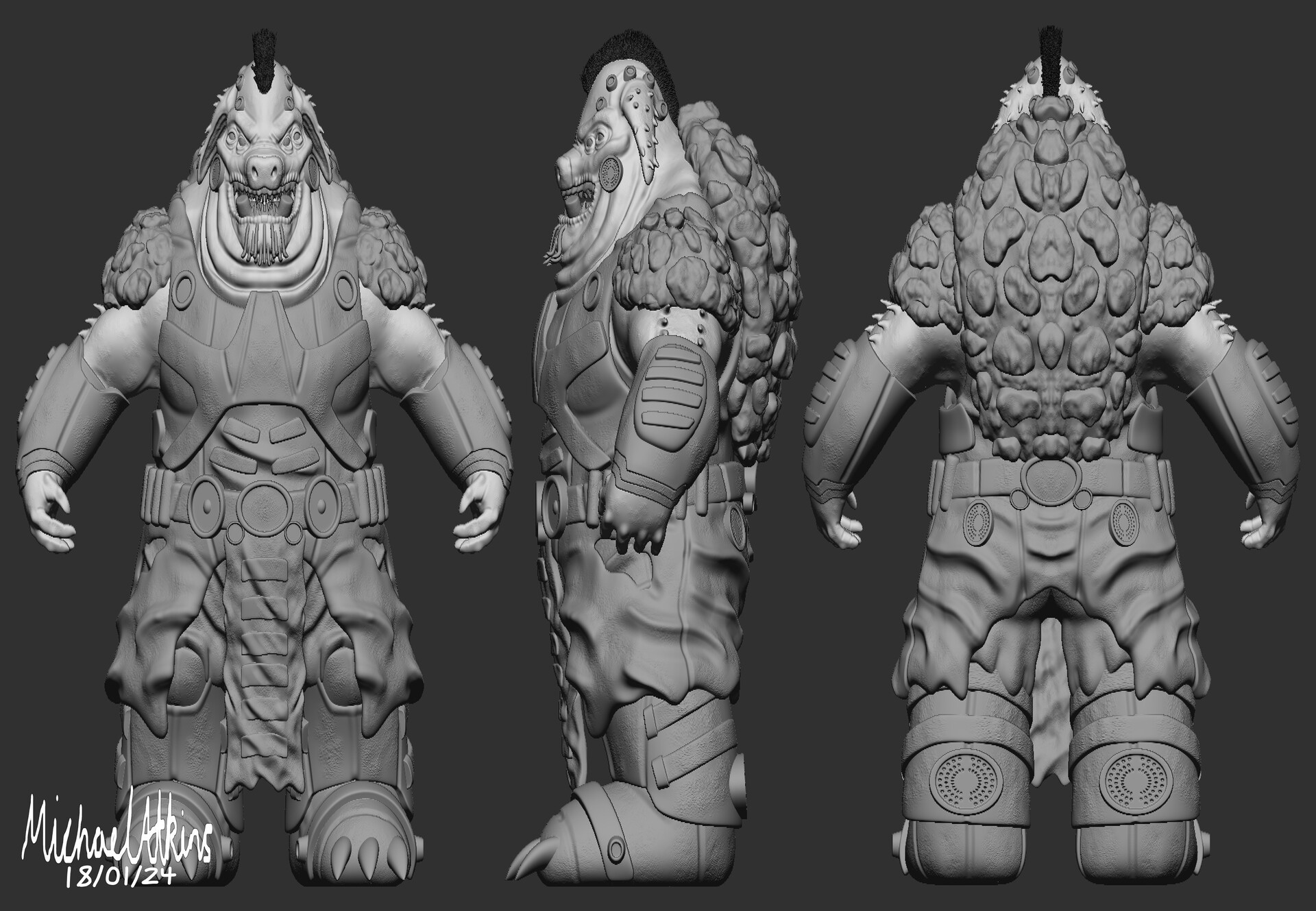 ArtStation - Michael Atkins 3D Pig Alien Character Sheet AO