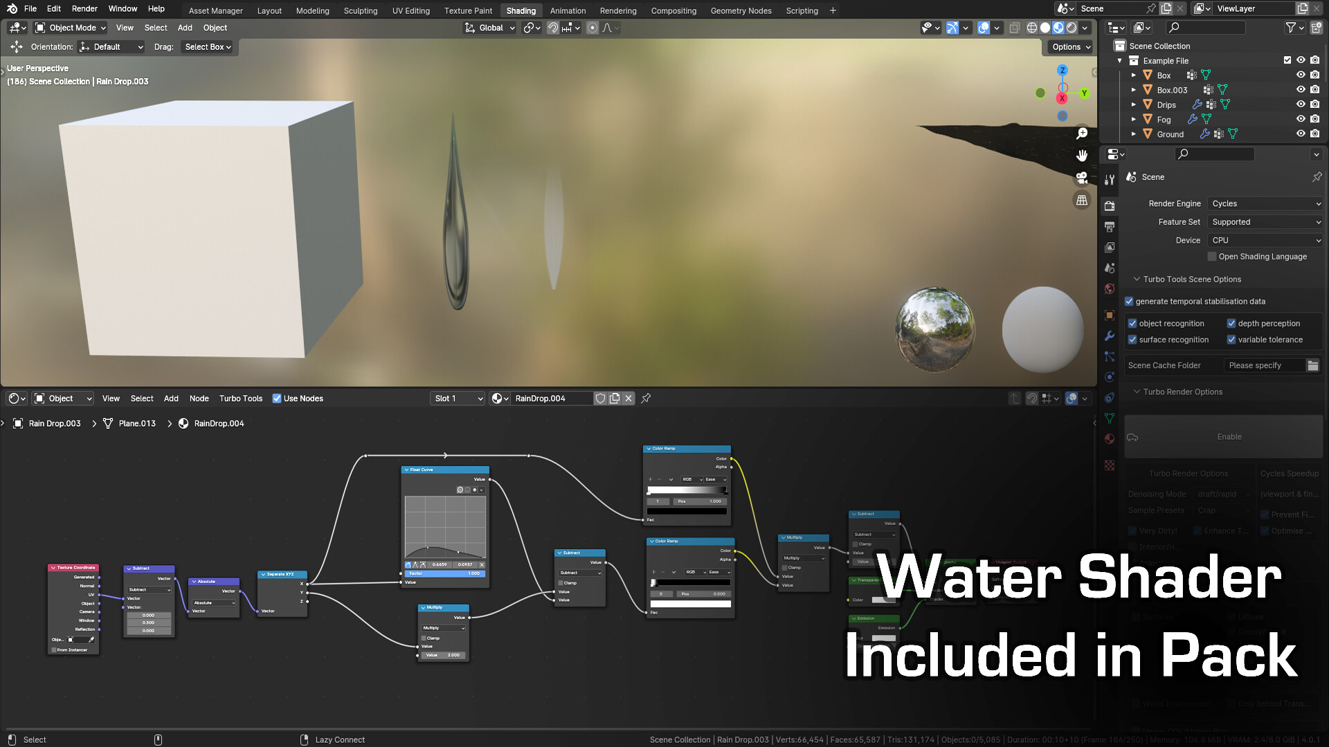 3D Tudor - Blender 4 Procedural Rain Geometry Node Pack