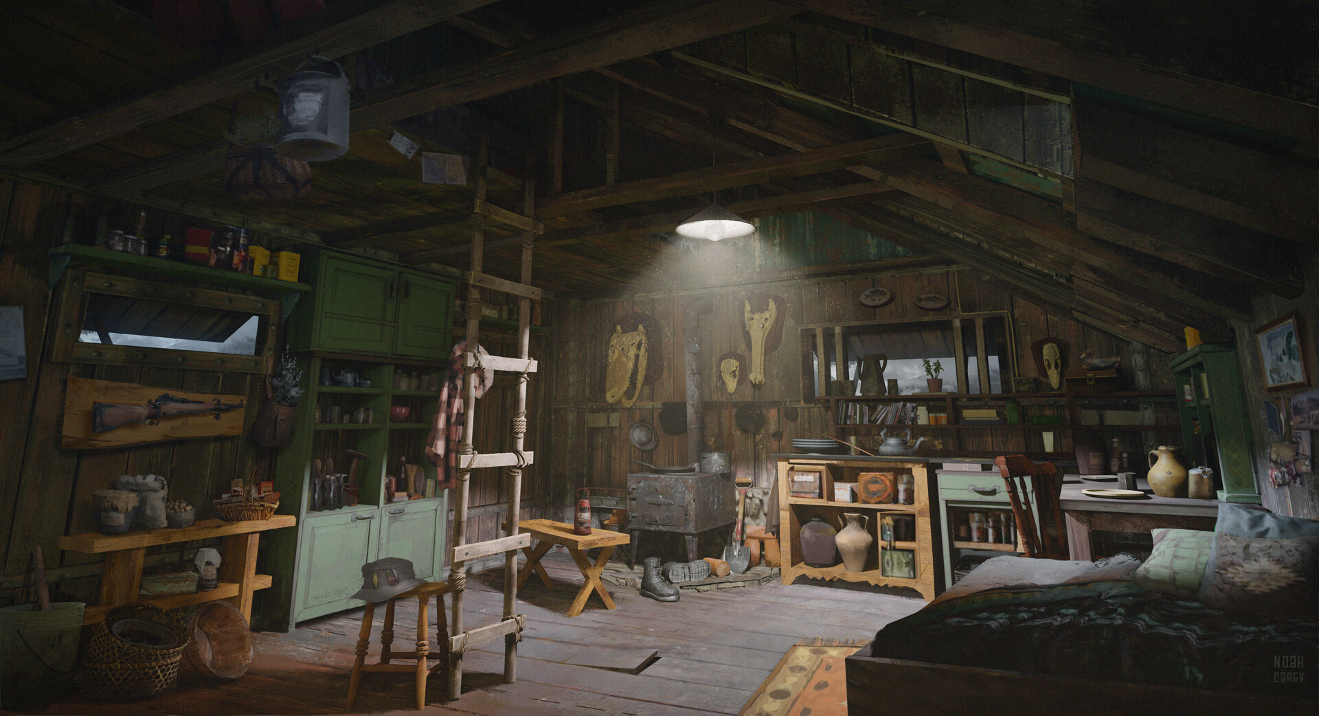 ArtStation - Hunter Cabin Interior