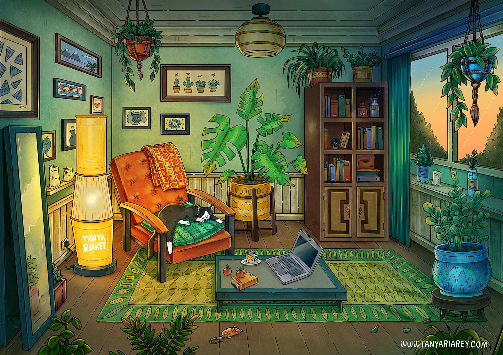 ArtStation - Cozy Lofi Art Room With Cats & Plants