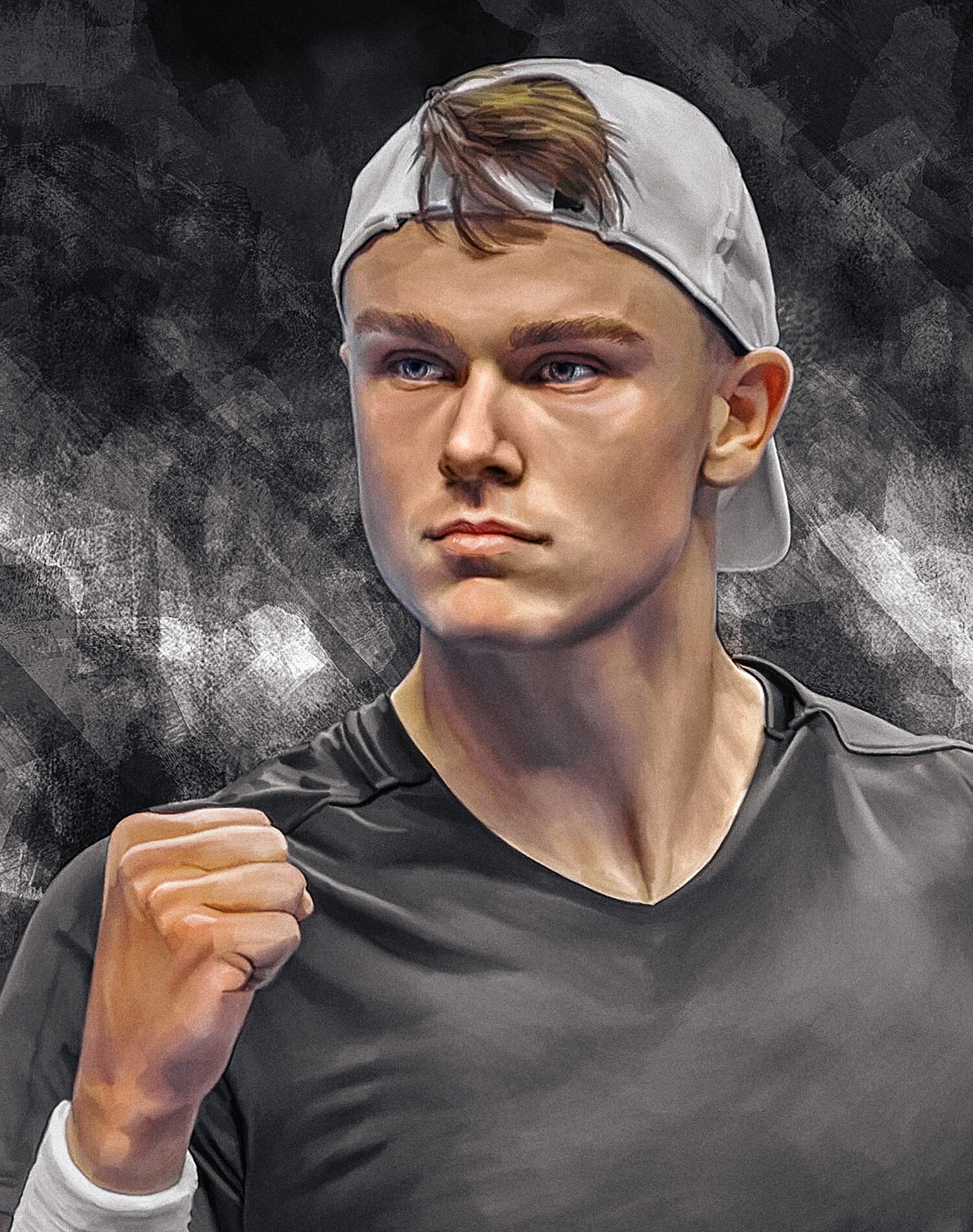 Sam Brannan - Holger Rune come on gesture. Digital artwork illustration ...