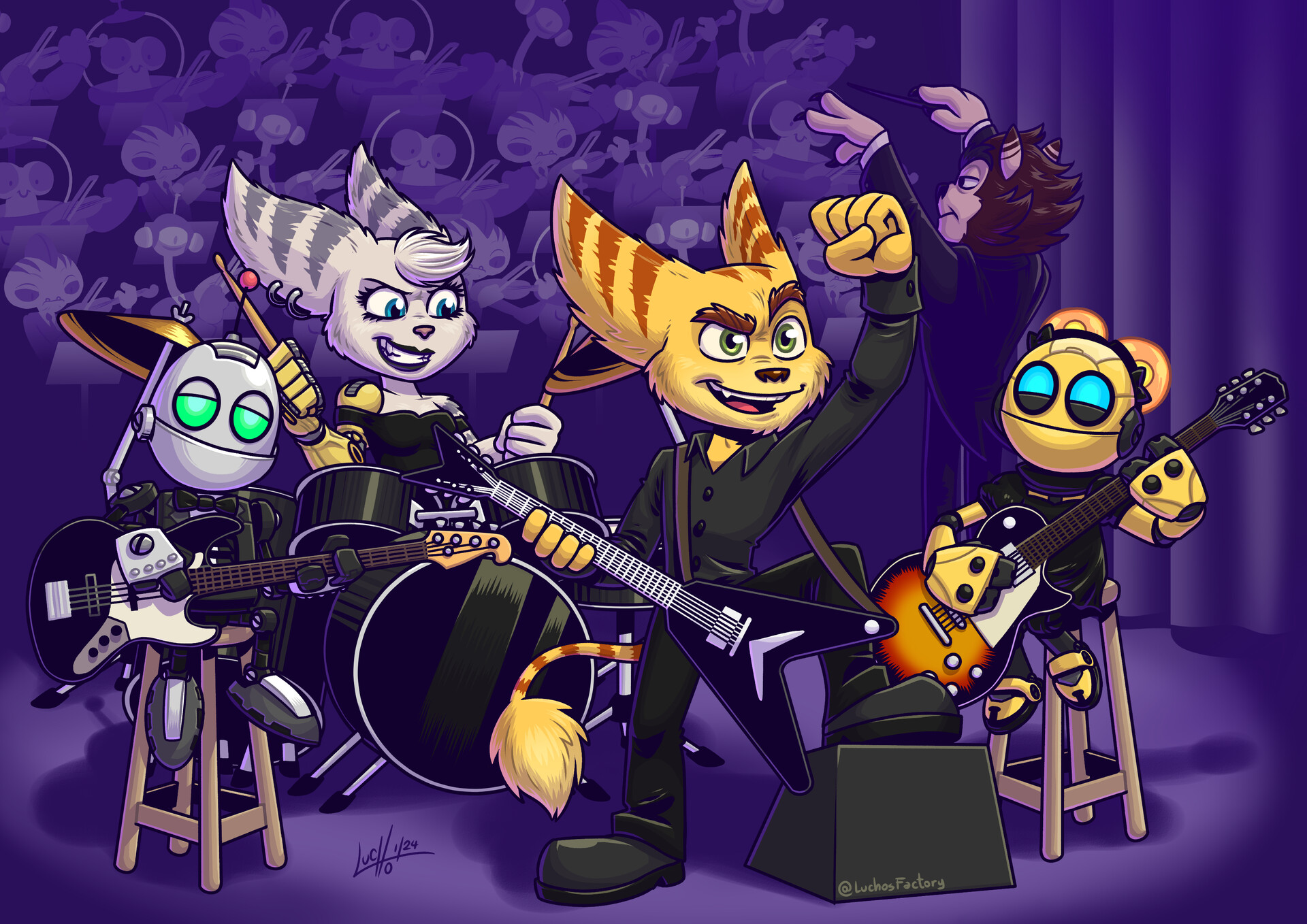 ArtStation - Lombaxes & Robots In Concert! [FAN ART/COMMISSION]