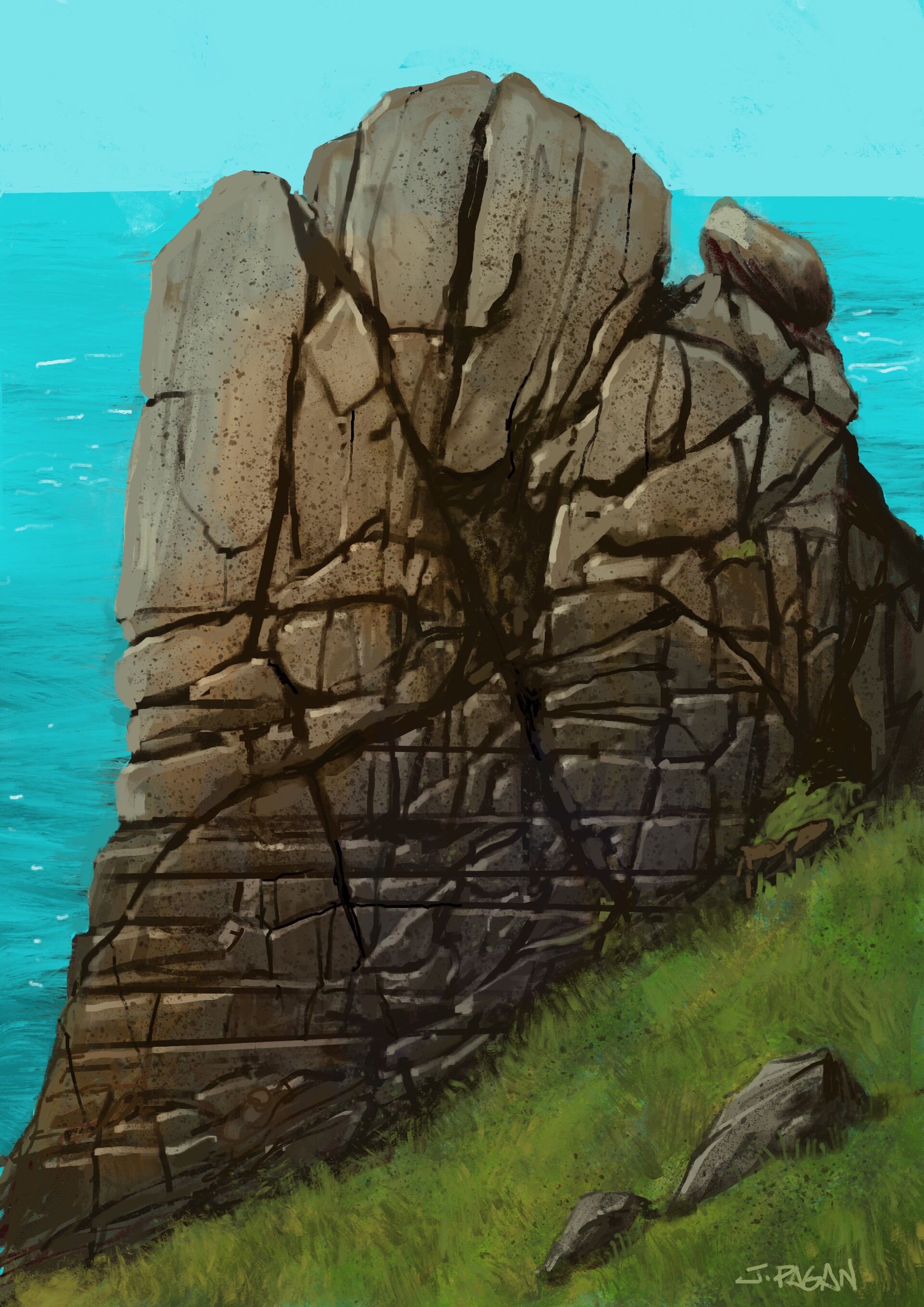 ArtStation - Rock By The Sea