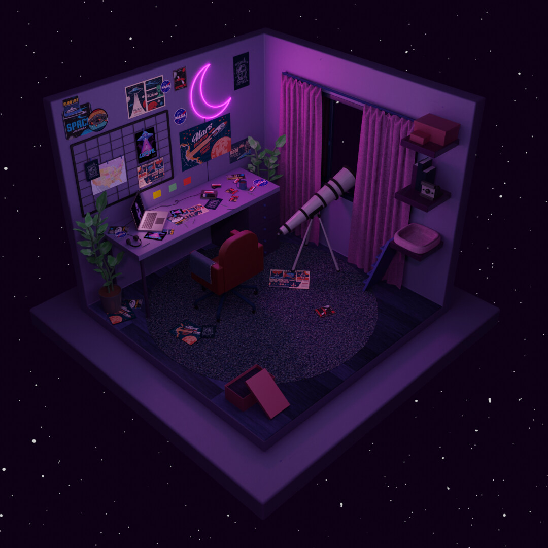 ArtStation - Space purple room