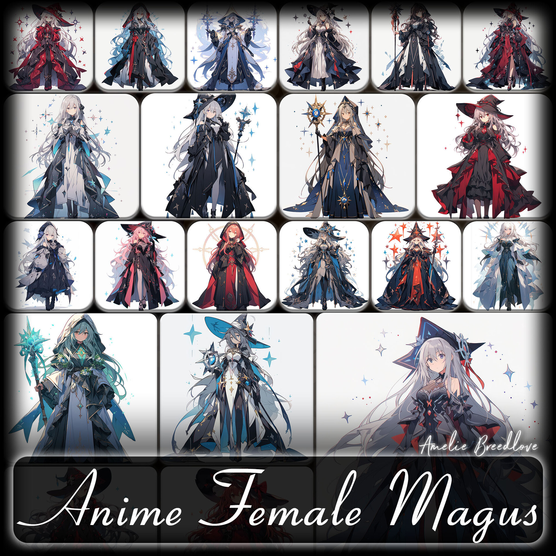Amelie Anime - 200 Anime Female Magus (Full Body) Reference Pack | 4K ...