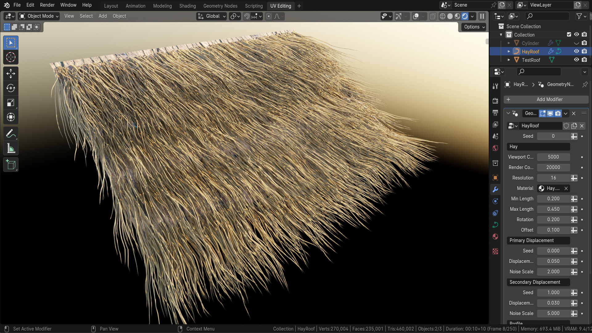 3D Tudor - Blender 4 Hay Roof Geometry Node