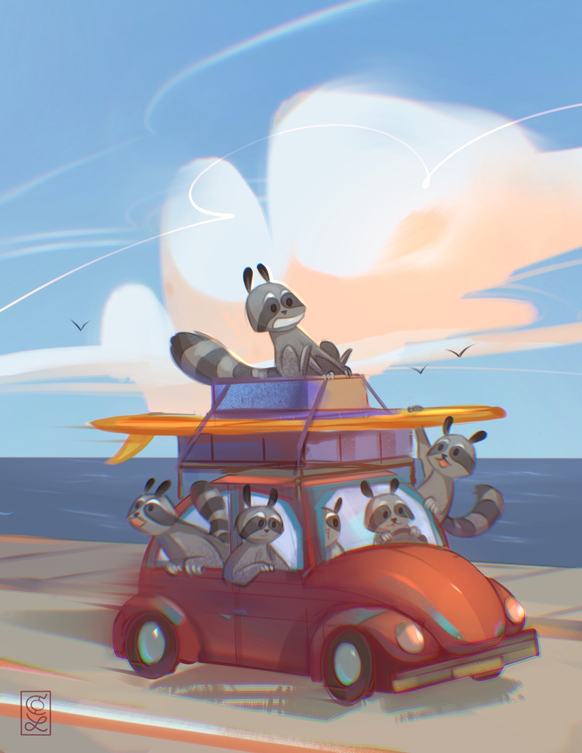 ArtStation - Raccoon Roadtrip
