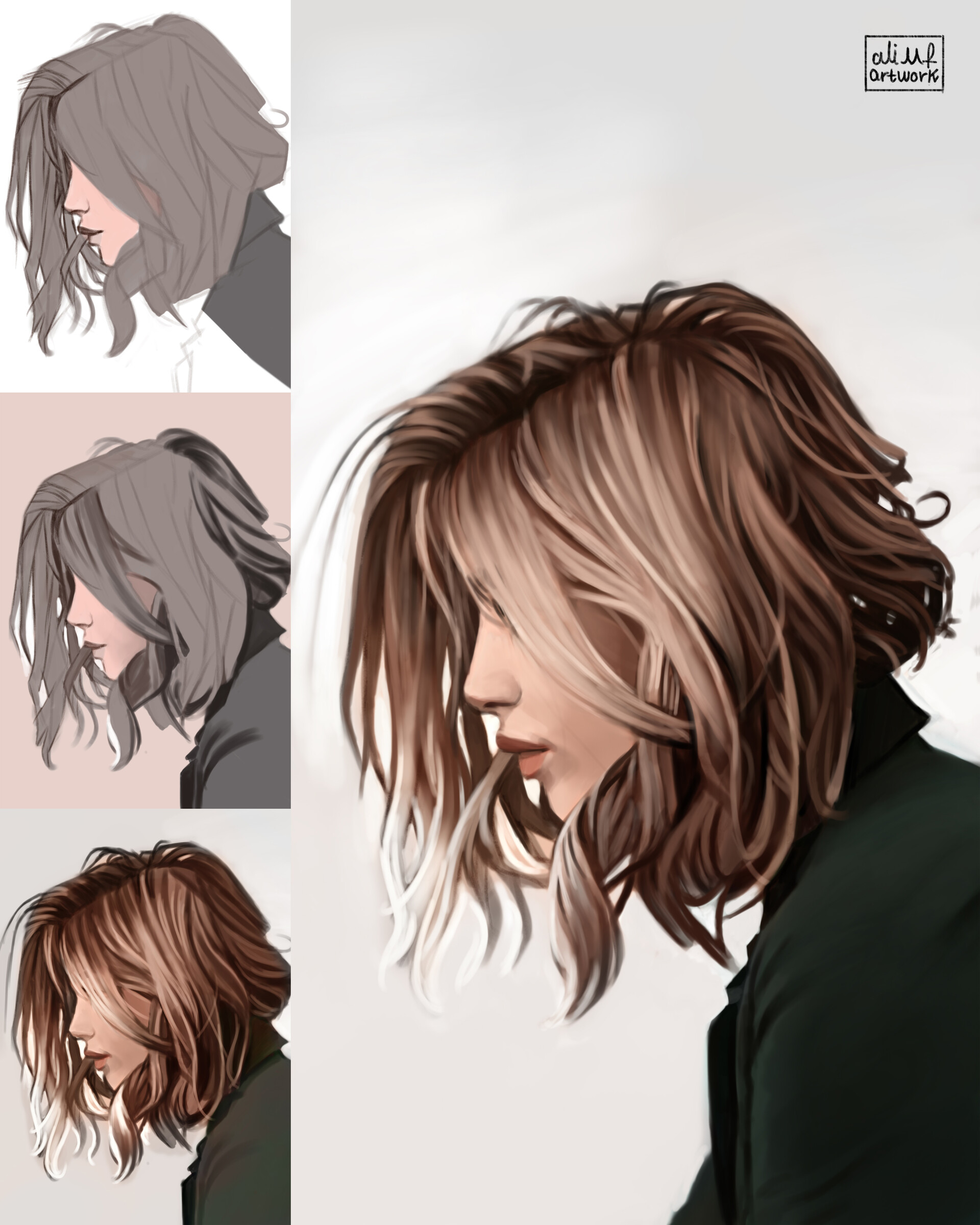 ArtStation - Portrait painting- Hair