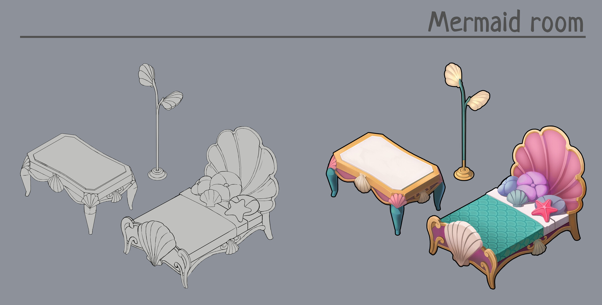 ArtStation - Mermaid room furniture.