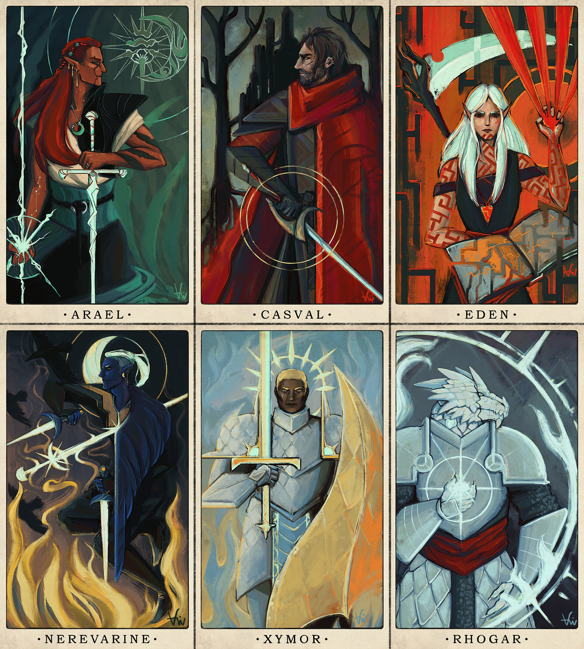 ArtStation - Character cards - D&D campaign