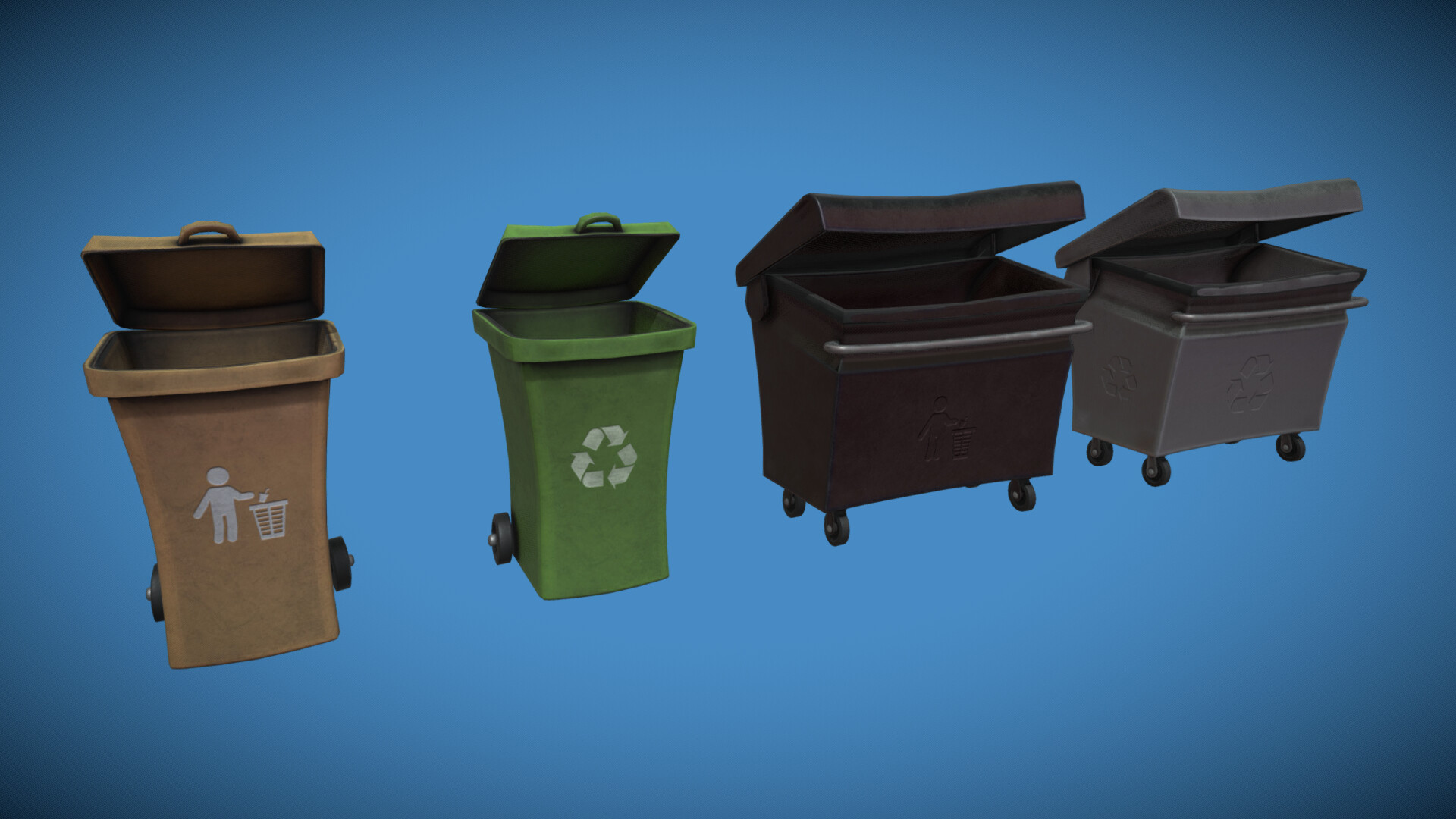 ArtStation - Stylized London UK Trash Bin and Recycle Bin