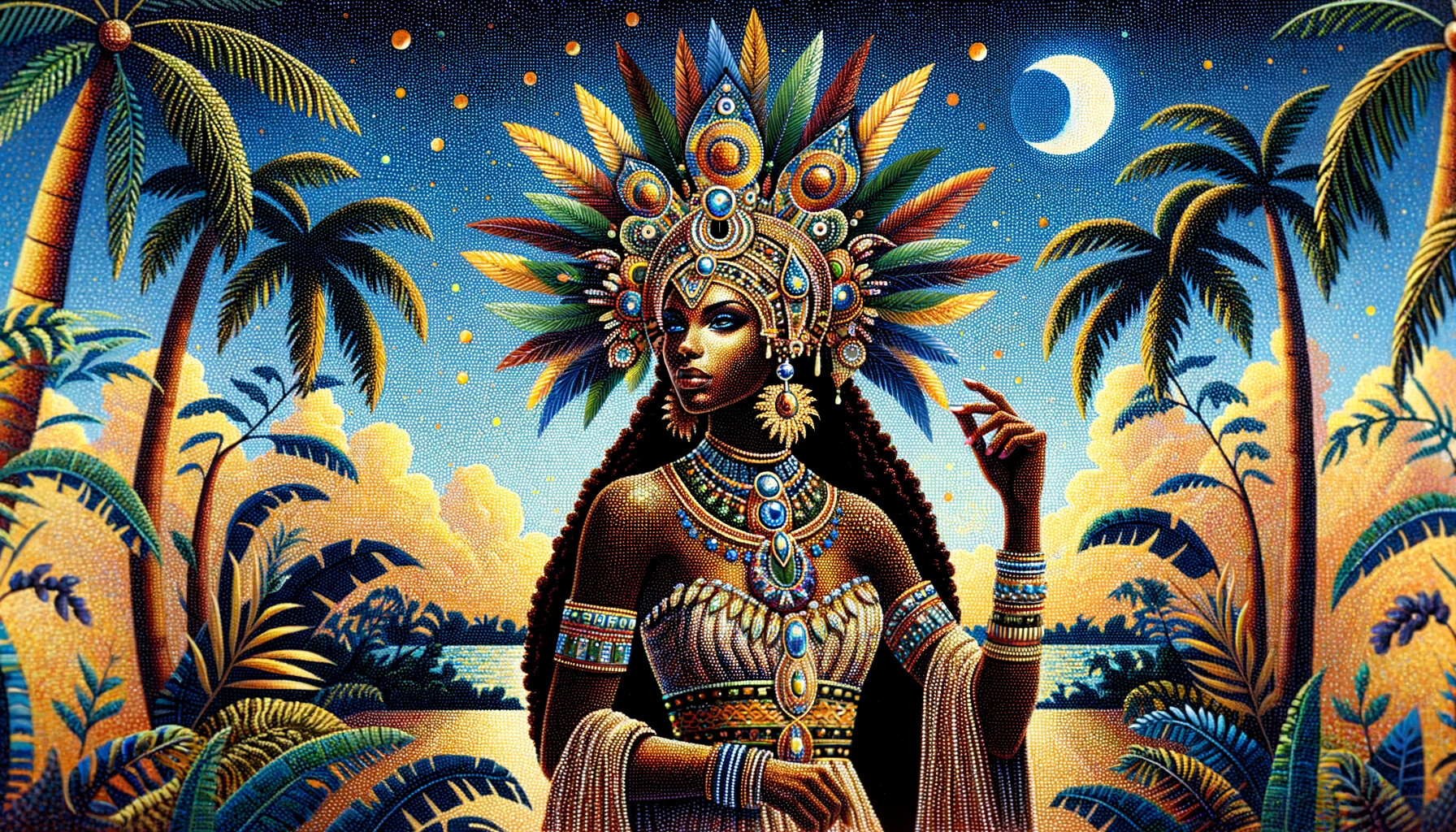 Archana - Majestic Radiance: Caribbean Goddess in Celestial Splendor - 5