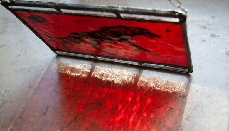 Blue Hunter - Stained glass - Black borzoi