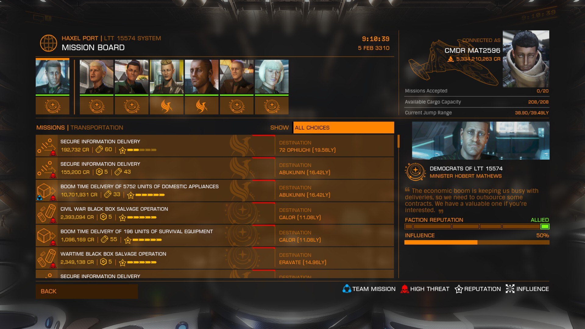 Mathew Maddison - Elite Dangerous Odyssey - Mission Board UI