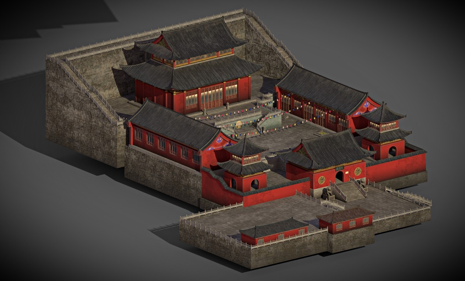 ArtStation - Mount_Fanjing_China_2_red_temples