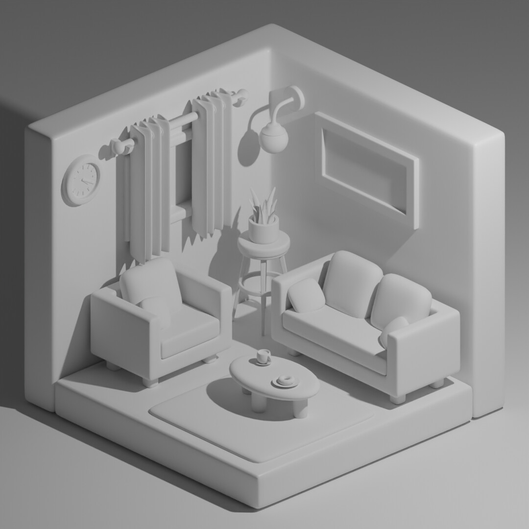 ArtStation - Isometric Living Room