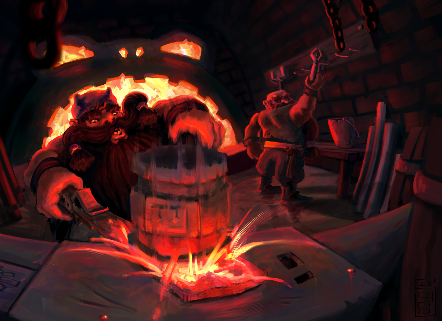 ArtStation - Twin dwarfs forge.