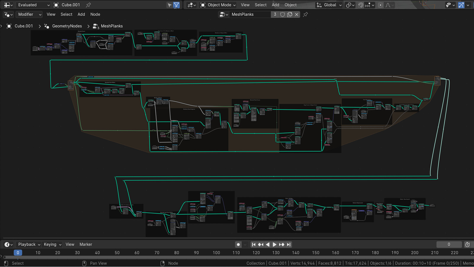 3D Tudor - Blender 4 Mesh to Wooden Planks Geometry Node