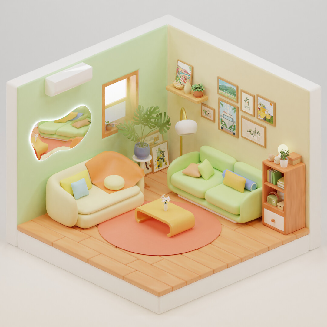 ArtStation - Aesthetic Comfy Living Room