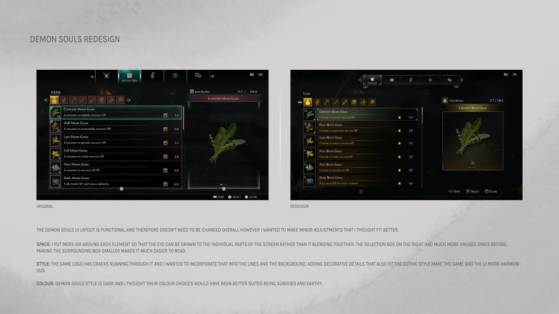 Rhiannon Shephard - Demon Souls Fan UI Redesign