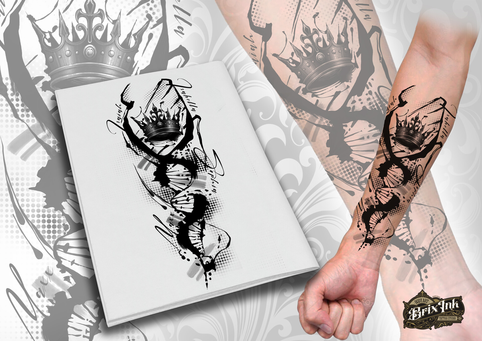 ArtStation - Crafting Genetic Royalty: A Digital Tattoo Design Journey