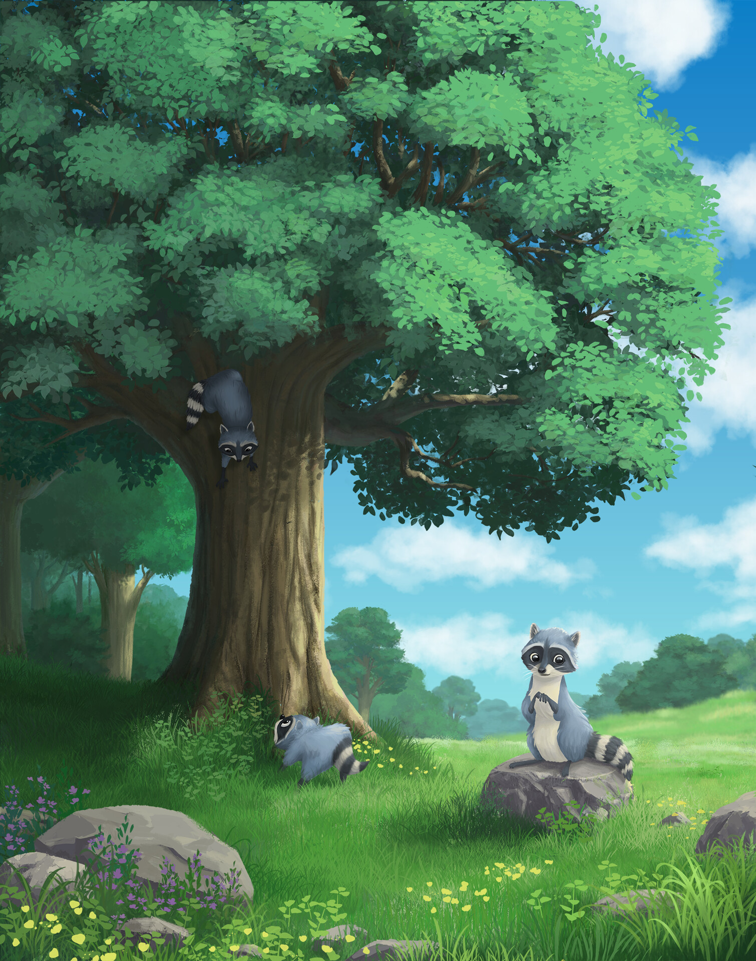 ArtStation - Raccoon family