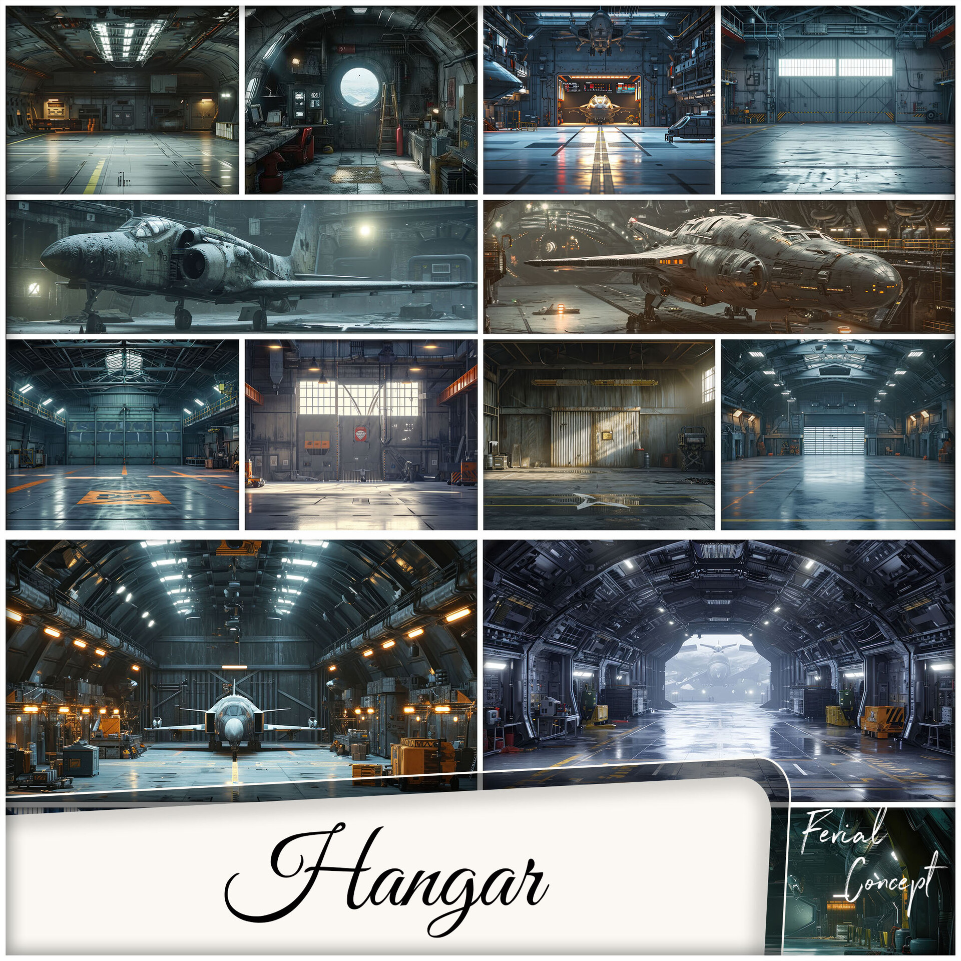 Ferial Concept - 🔹240 Hangar Environment Concept Reference Image Pack v ...