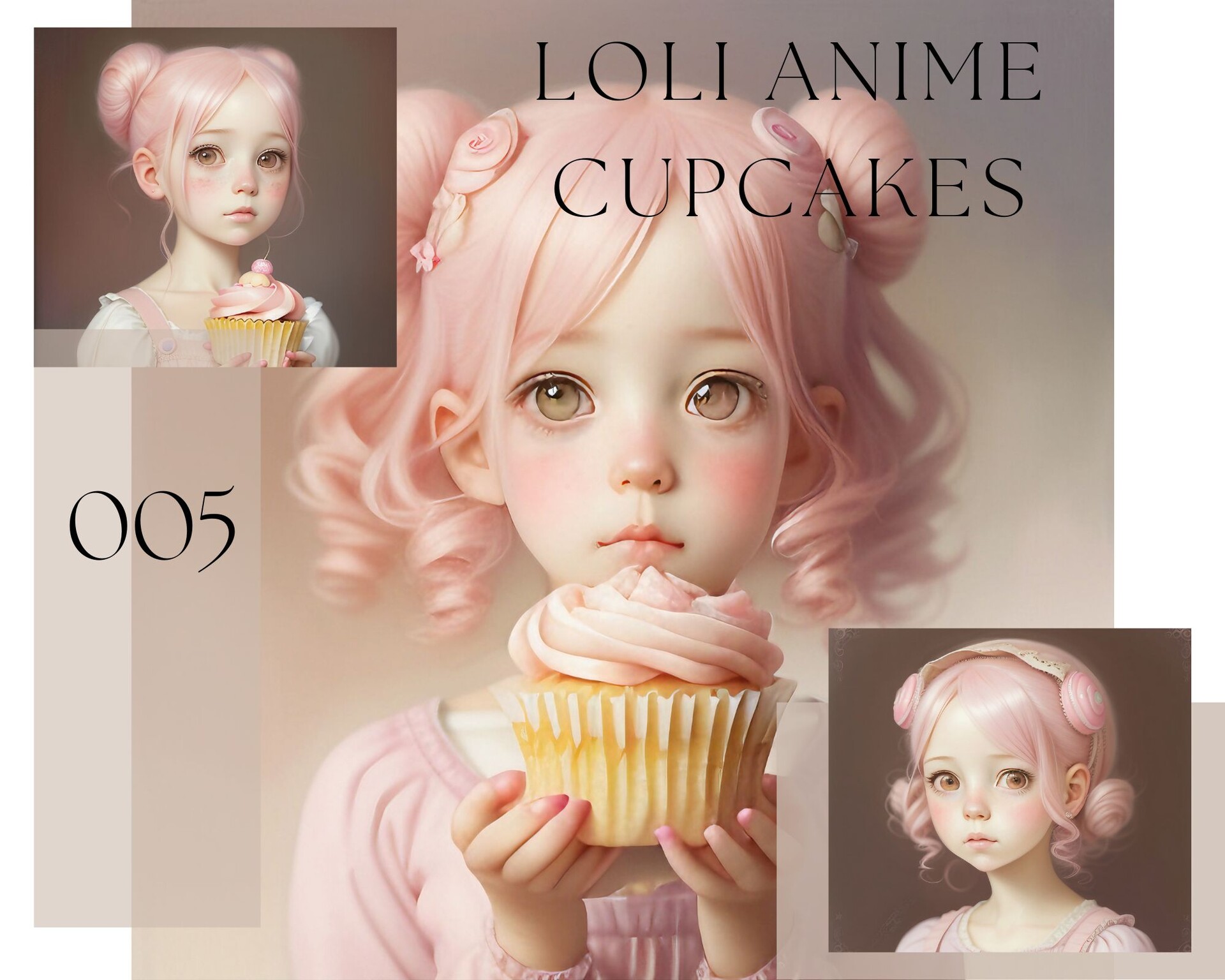 ArtStation - 005 Loli Animé Cupcakes x 12 sweer images - JPEG 4k resolution