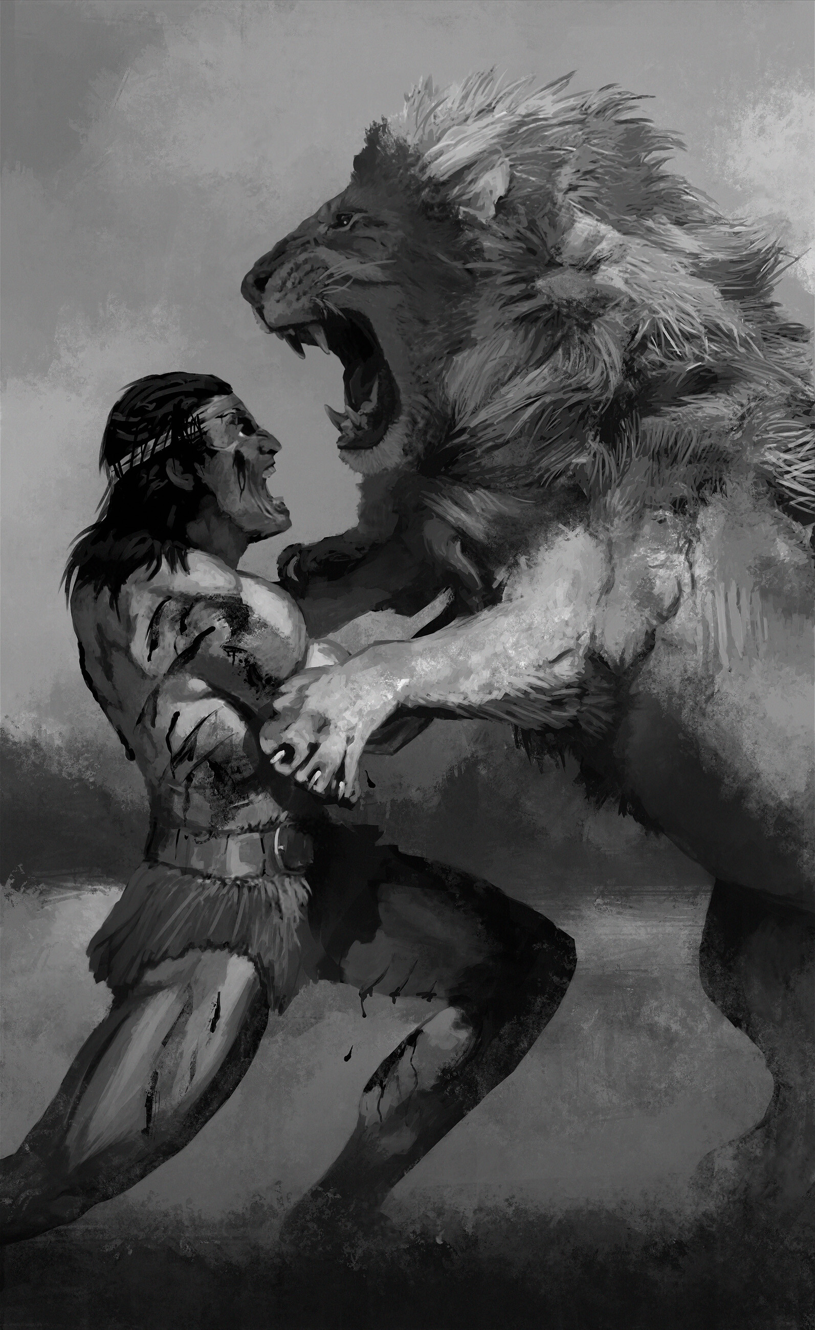 ArtStation - man vs lion
