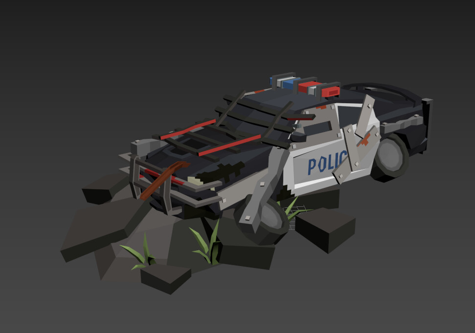 ArtStation - lowploy Damaged police car