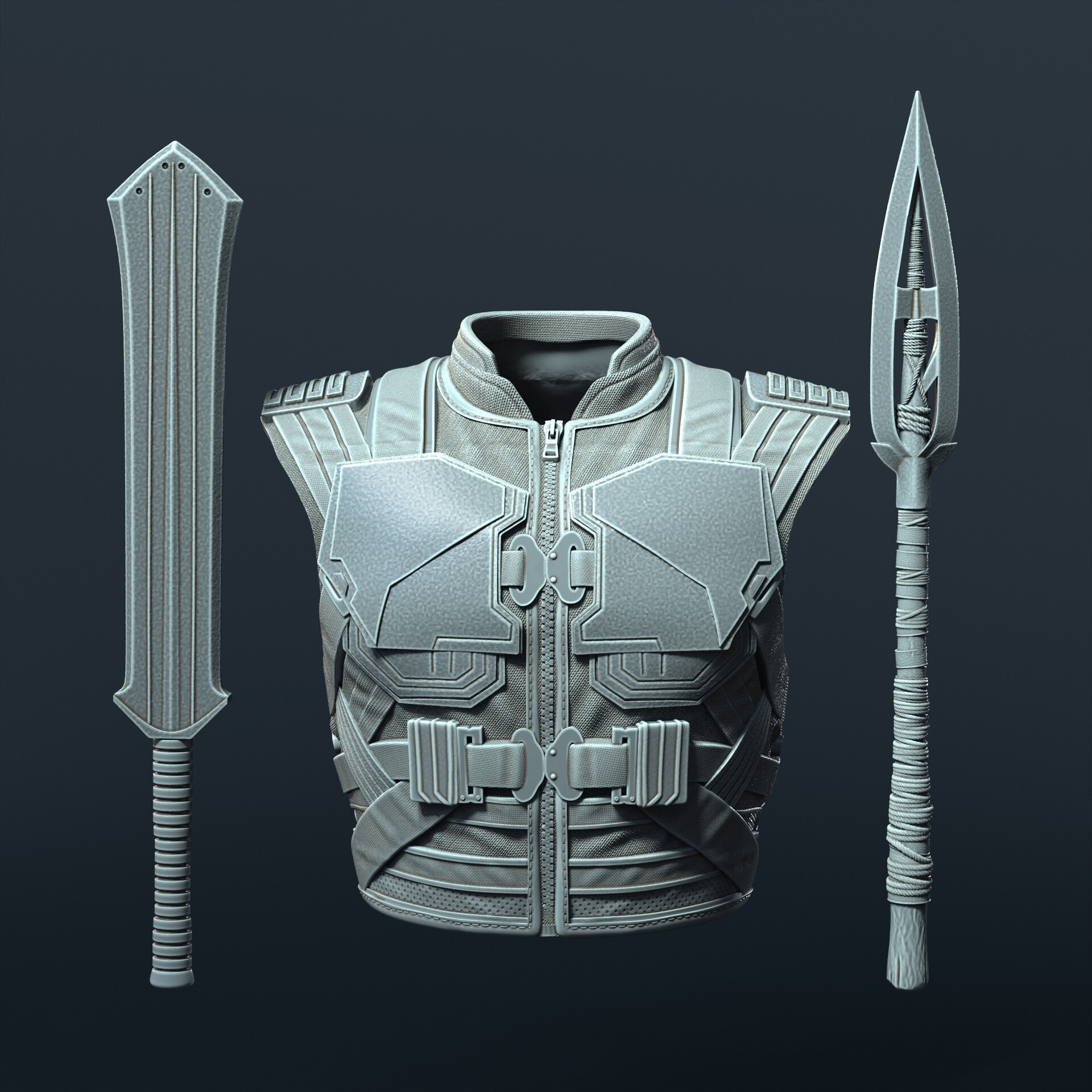 ArtStation - Killmonger chest and weapons for one12 custom