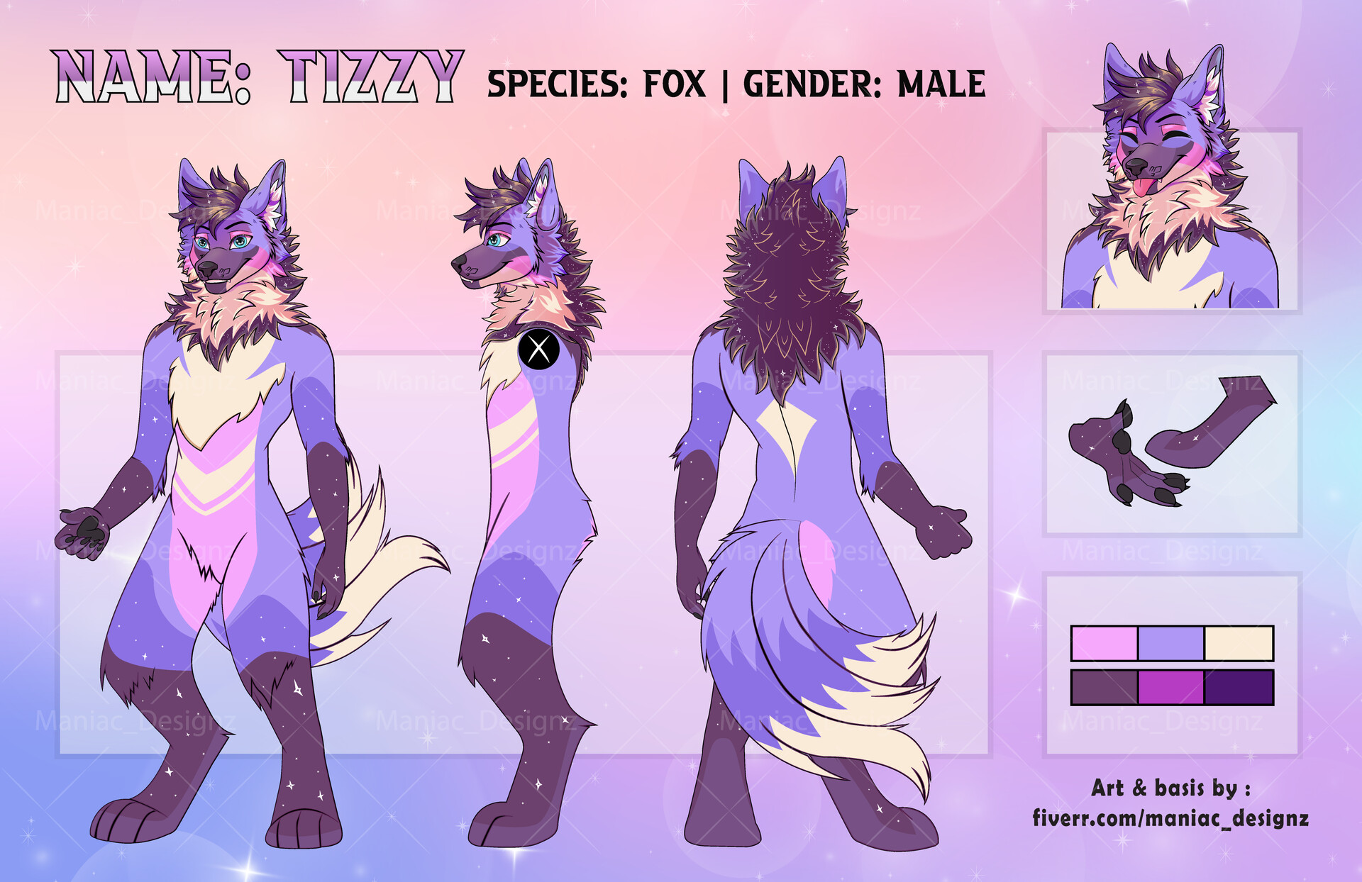 ArtStation - Tizzy Fox Furry Fursona Reference Sheet Commission Finished