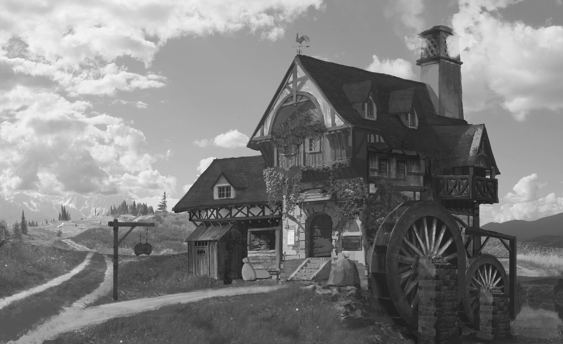 ArtStation - a medieval spinning wheelhouse