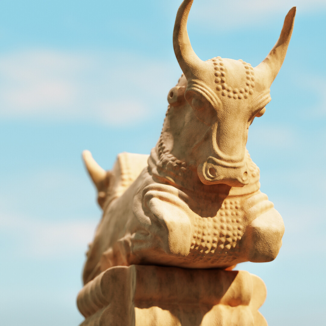 ArtStation - persian column - Bull capital