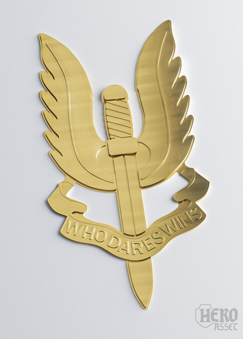 ArtStation - SAS Regimental Insignia Winged Dagger 3D Print