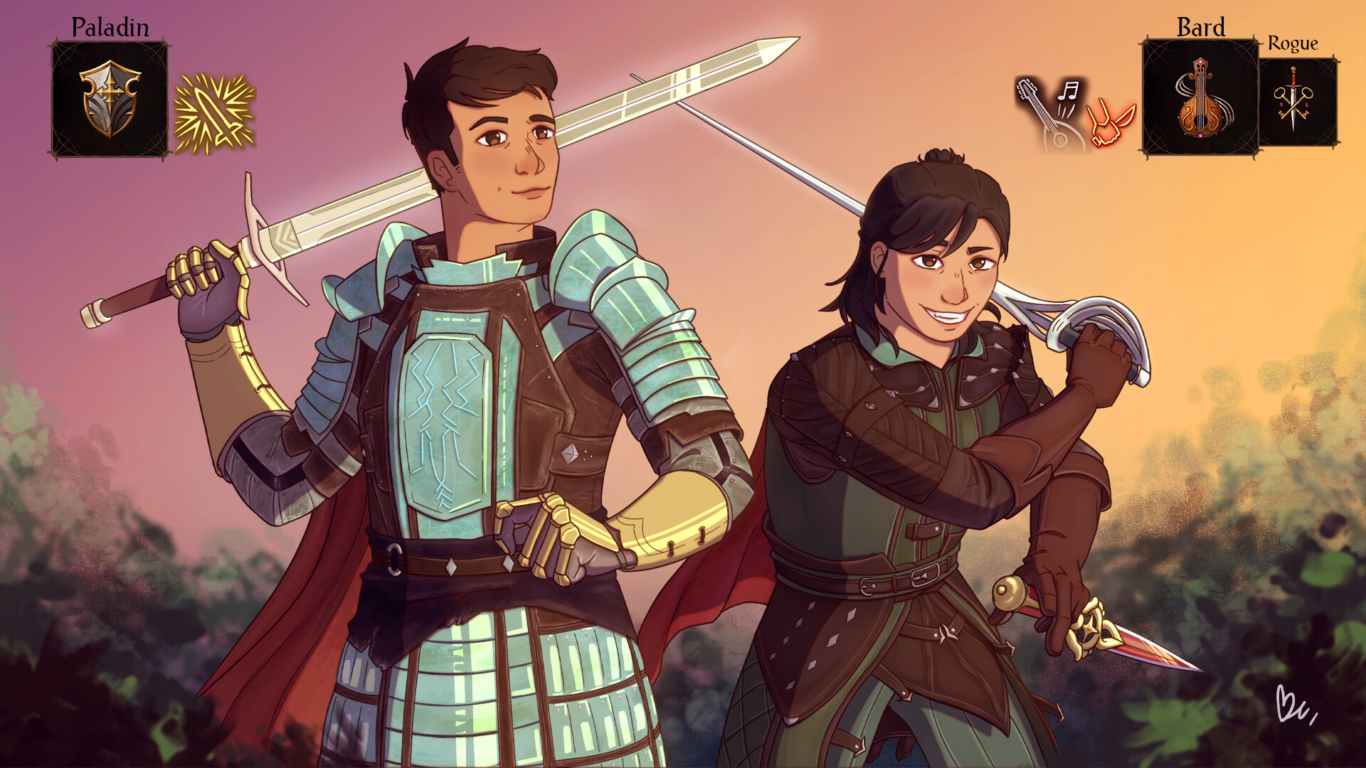 ArtStation - Peter and I as our Baldur's Gate 3 classes