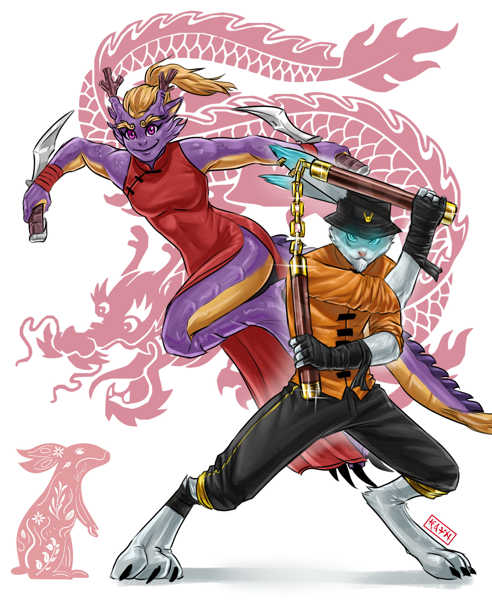 ArtStation - Chinese calendar - Rabbit And Dragon