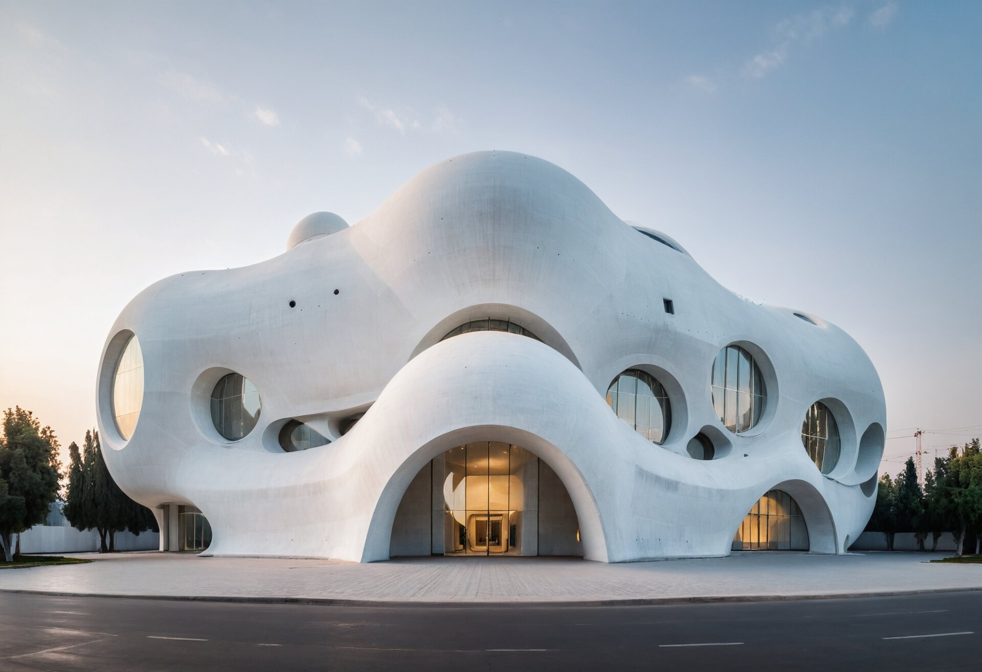 ArtStation - Retro-futuristic museum in Tashkent (variants)