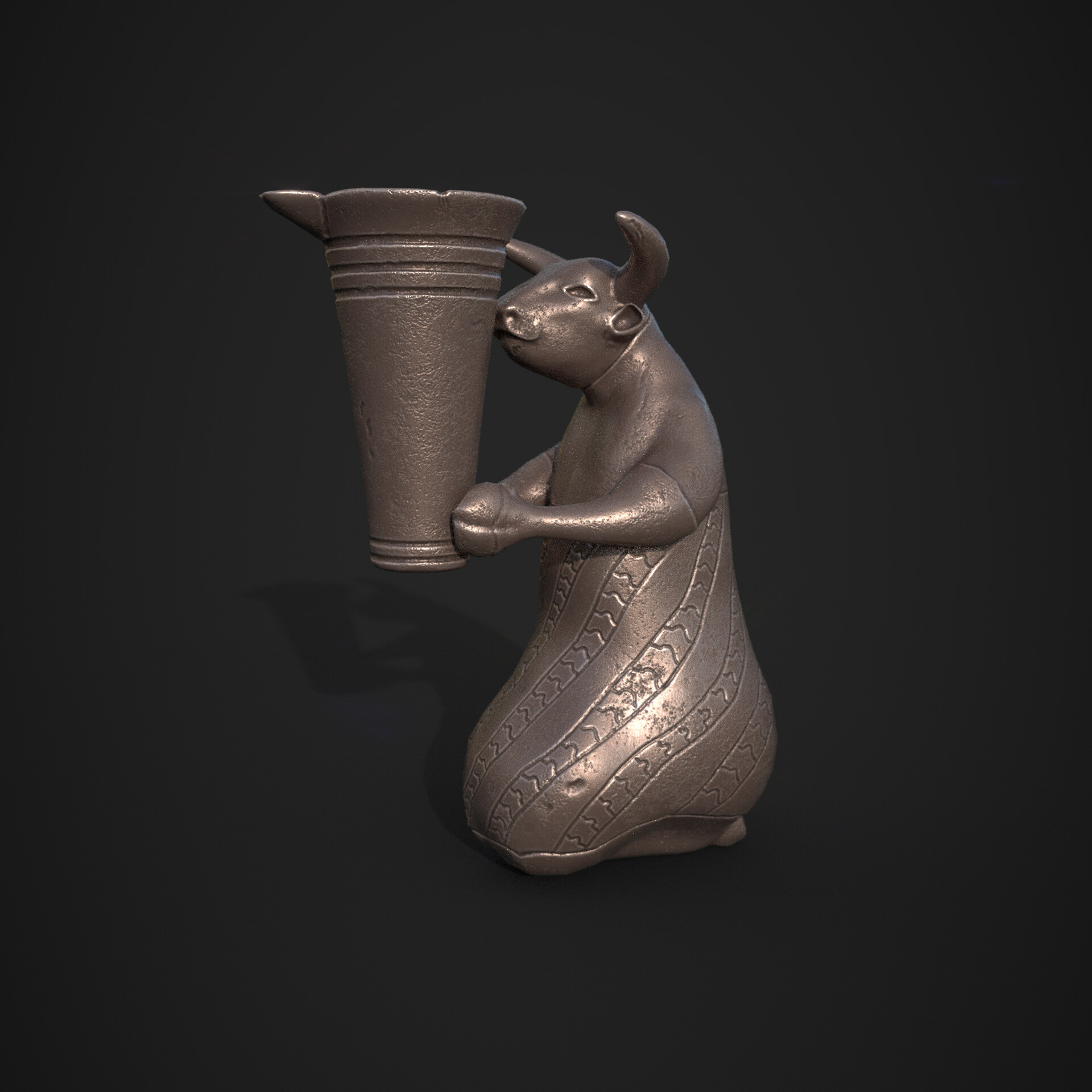 ArtStation - Artifact - Kneeling bull with a vessel from Iran.