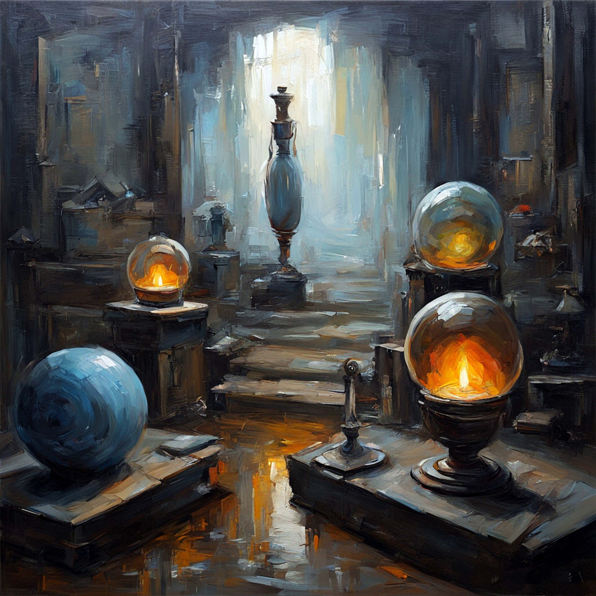 ArtStation - Magical sorcerer's basement with magic balls
