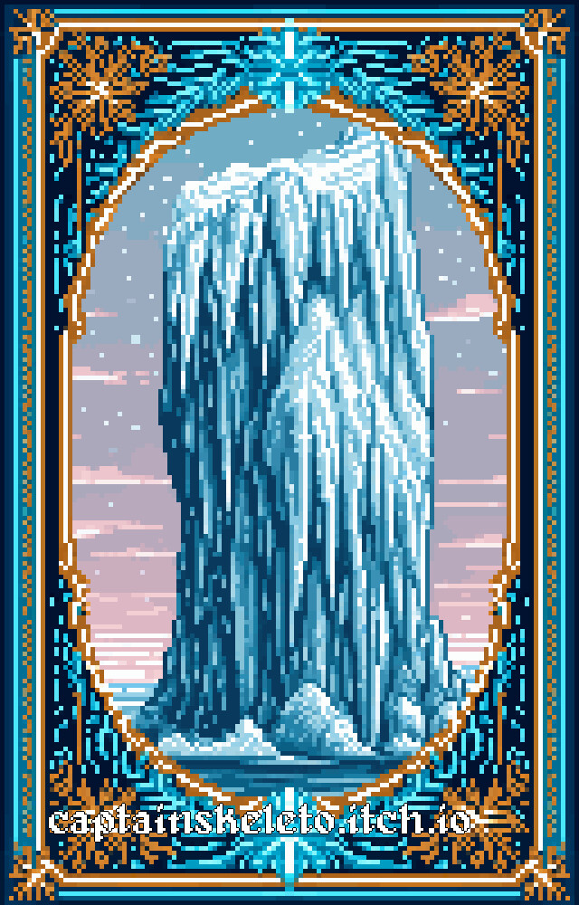 Captainskeleto - Ice fantasy pixel art Card, RPG fantasy
