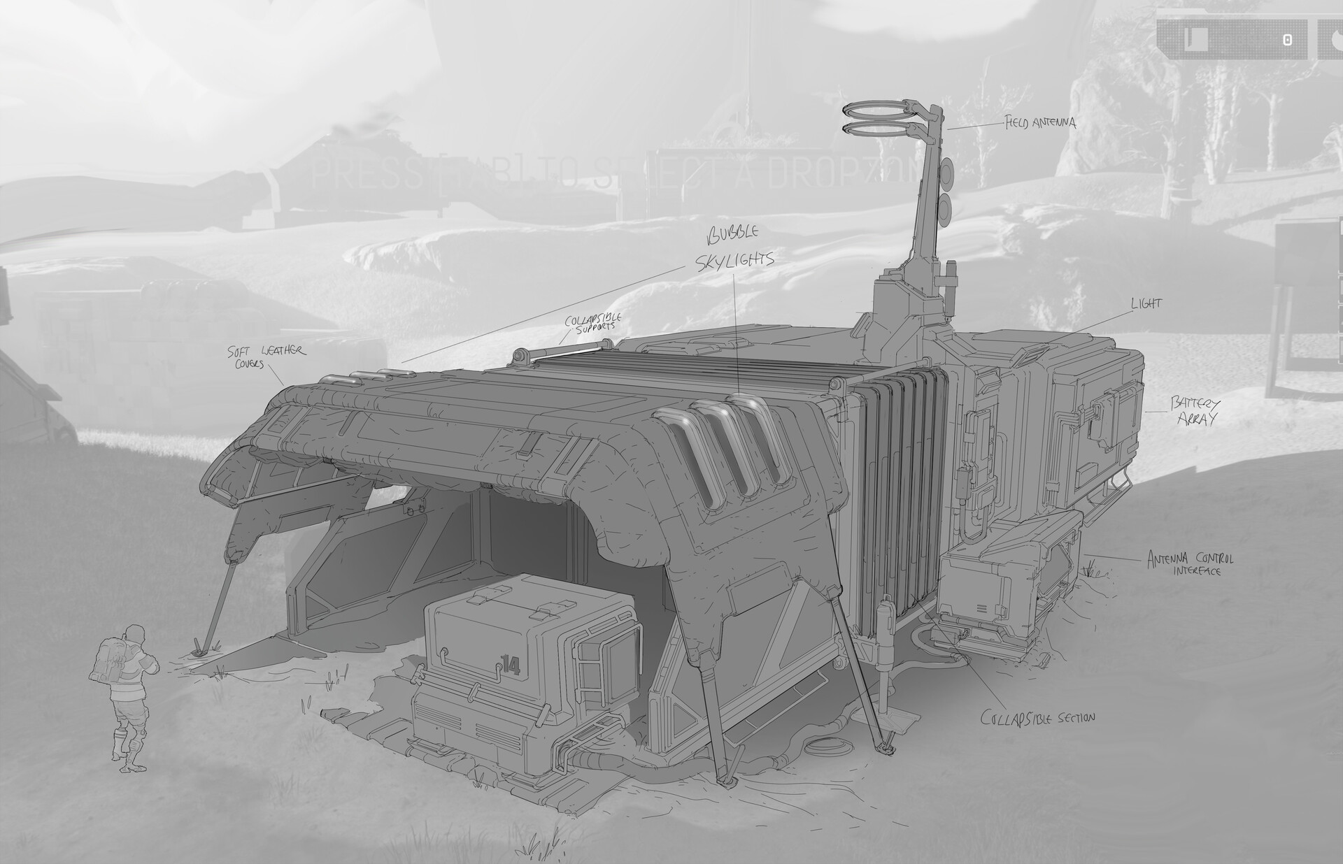Jason Borne - Developmental sketch for modular habs Last Expedition