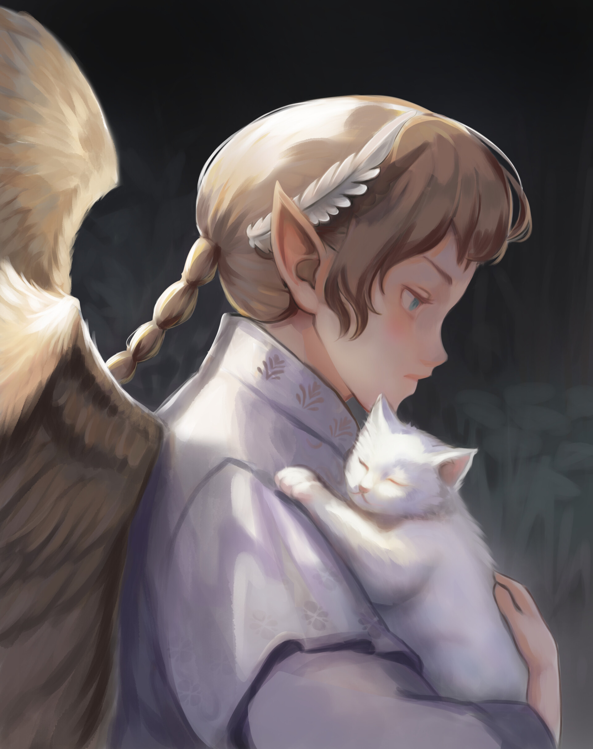 Anime Cat Girl With Angel Wings